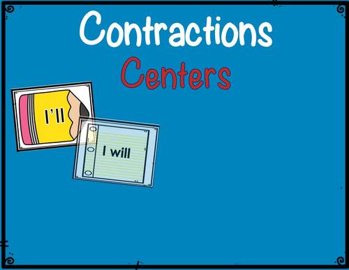 Contractions Center Games With Worksheets for Common Contractions