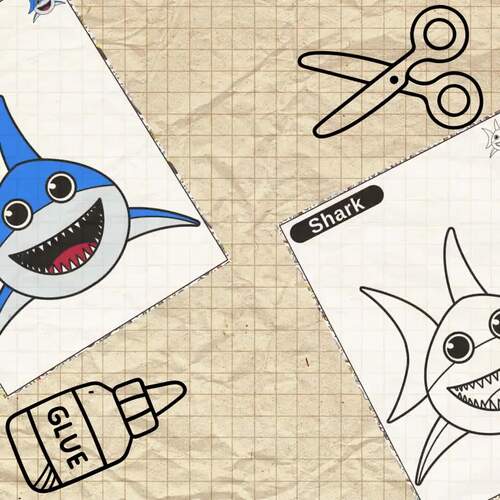 Shark Craft Template Printable | Ocean Animal Craft Activity-Cut&Paste ...