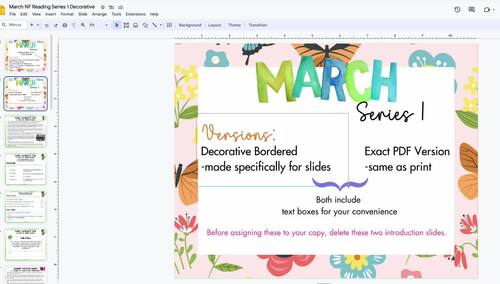 March Reading Passages Series 1 Set of 5, w/ Comprehension, DIGITAL & PDF