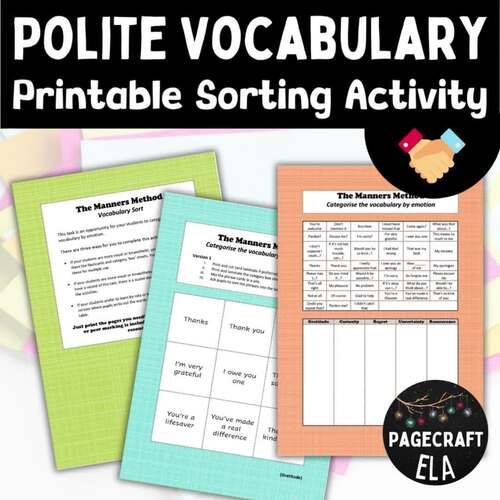 Polite Vocabulary Sorting Activity for Understanding Manners-Based Language