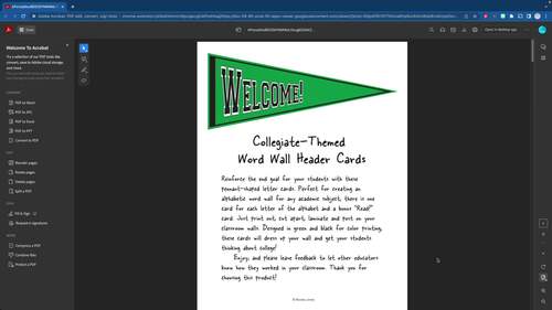 Collegiate-Themed Word Wall Header Cards: Green by Brooks Jones | TPT