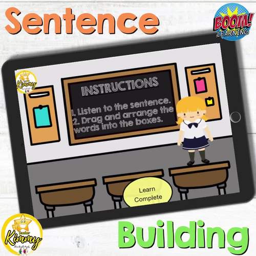 Back to School Auditory Comprehension Sentence Building by Teacher Kimmy