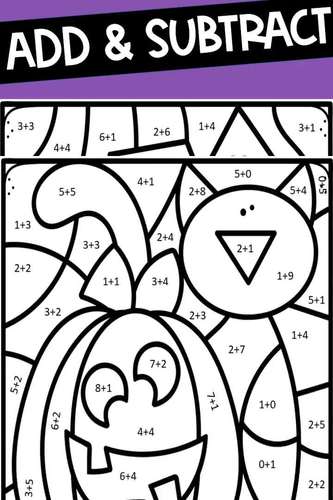 Halloween Color by Number Code Addition & Subtraction Multiplication ...