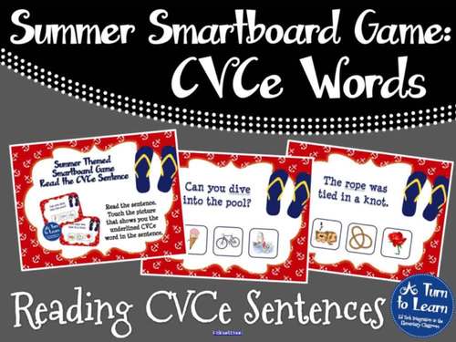 Summer Smartboard Game: Reading CVCe Sentences (Smartboard/Promethean ...