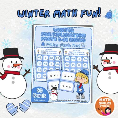 Winter Multiplication Facts 2–12 Bingo (4x4) | Winter Math Game 3rd–4th ...