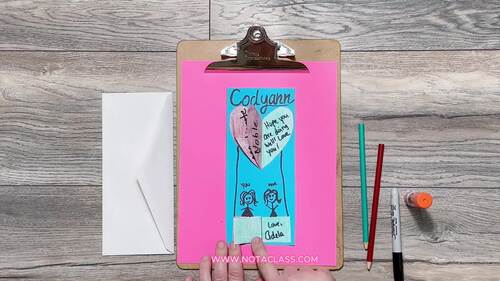 3D Valentines Day Hot Air Balloon Card Craft | Coloring & Writing Activity