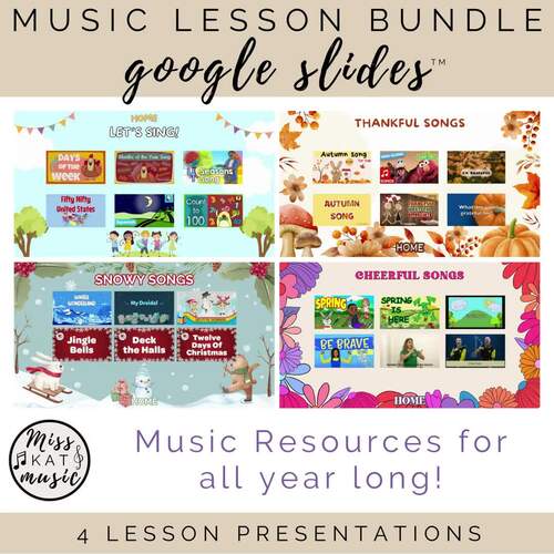 Music Lesson Bundle for All School Year Long, Four Seasons of Music ...