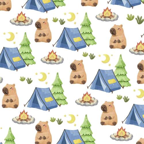 Cute Capybara Family Camping Clipart & Patterns by Bunnylovely creation