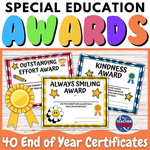 Special Education Awards Student Recognition Certificates End of the Year