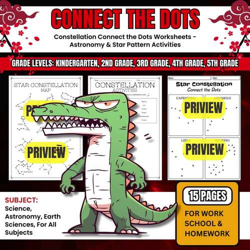 Constellation Connect the Dots Worksheets - Astronomy & Star Pattern ...