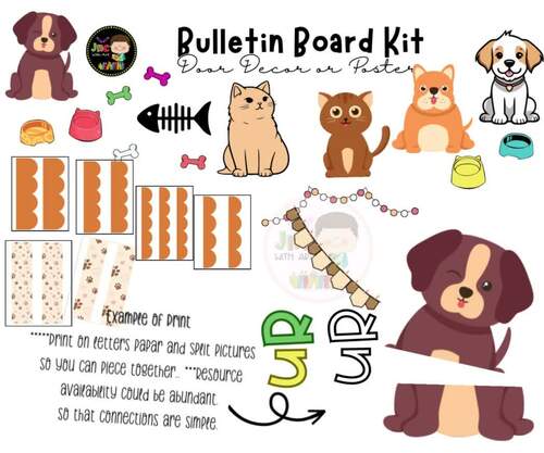 Puppy and Cat Love Bulletin Board Kit|Paw Some Door Decor|Printable ...