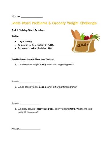 Mass Word Problems & Grocery Weight Challenge – Hands-On Math ...