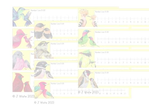 Number Line 0 to 20 Printable Desk Tags Math Tool - Birds Theme | TPT