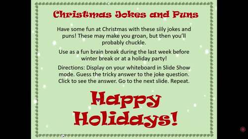 Christmas Jokes and Puns Interactive PowerPoint | TPT
