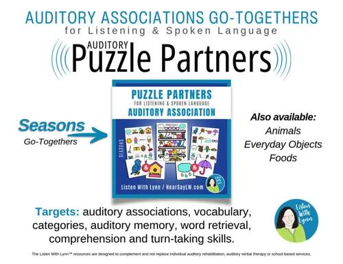 SEASONS PUZZLE PARTNERS Auditory Association Go Togethers DHH Hearing Loss