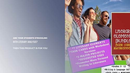 LITERARY ELEMENTS TASK CARDS & WORKSHEETS [BUNDLE] by The Angry Teacher ...