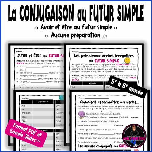 Verbes au futur simple I Cahier d'activités et 3 jeux de mots cachés I ...
