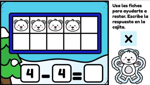 Google Slides and Seesaw Math in Spanish- El invierno- Restas | TpT
