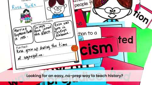 Rosa Parks Mini-Unit and Craftivity by Miss Danielle Murphy | TPT