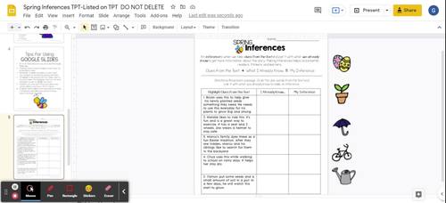 Spring Inferences-Digital and Print by The Tote Bag Teacher | TPT