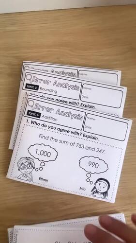 3rd Grade Error Analysis Math Review Activities Prompts Booklets Spiral ...