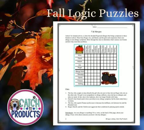 Digital Logic Puzzles for Fall | Print or Google Doc Overlays | TpT