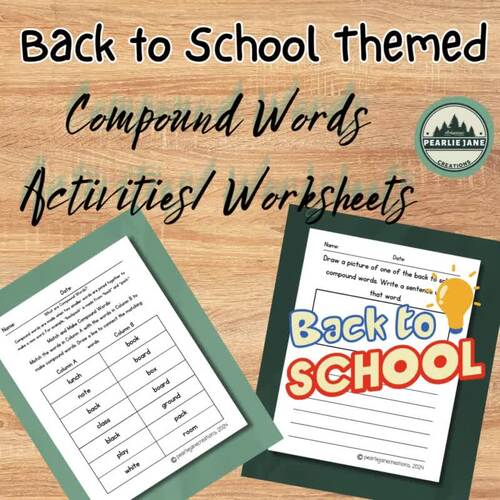 Back to School Compound Words Activities/Worksheets for 2nd Graders