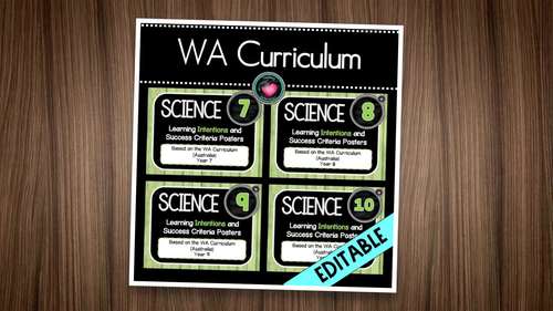 Years 7 - 10 WA SCIENCE Learning/Goals and Success Criteria Bundle