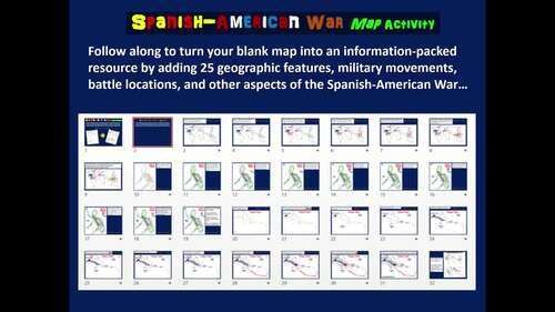 Spanish-American War Map Activity - 30 follow-along PPT slides and map ...