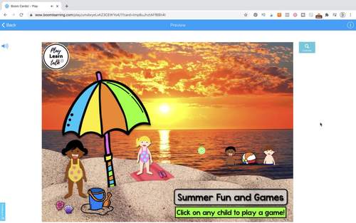 Summer Fun & Games - Boom Cards - Speech Therapy - Remote Learning