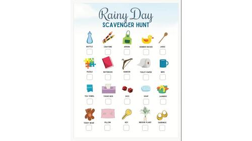 Rainy Day Scavenger Hunt Printable PDF by Mom Money Map | TPT