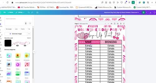Valentine’s Day Party Sign-Up Sheet Editable | Classroom Valentine ...