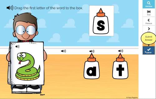 Alphabet Beginning Sounds Boom Cards (S, A, T) - Distance Learning