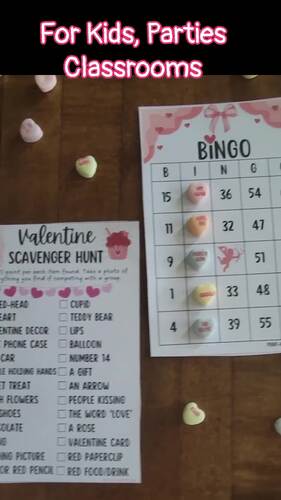 Valentine Cupid Bingo Game 30 unique cards with call sheet + number cut ...