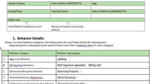 Behavior Referral Form | ABA-Informed | Special Education | TPT