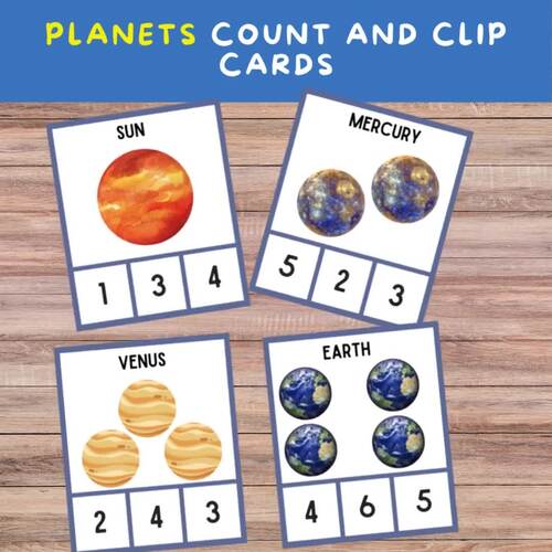 Planets Count and Clip Cards, Number 1 - 10,Homeschool Resource for ...