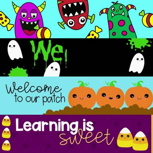 Halloween October Google Classroom animated headers banners set 2