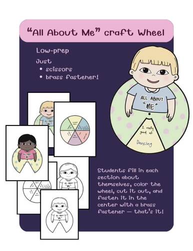 All About Me Wheel Craft | Back to School Activity - bulletin board For ...