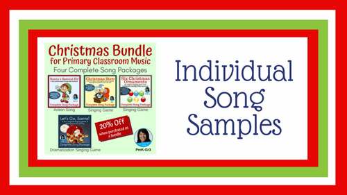 Christmas Music Bundle | PreK-Gr3 | No Prep |Song Games & Action Song