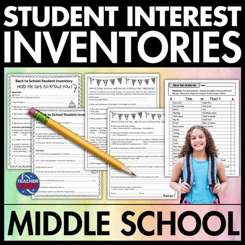 Student Interest Inventory Parent Survey First Day Back to School ...