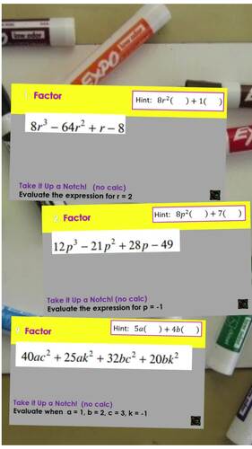 Factor by Grouping Marker Board Practice/Activity (w/ HINTS and GT ?s ...