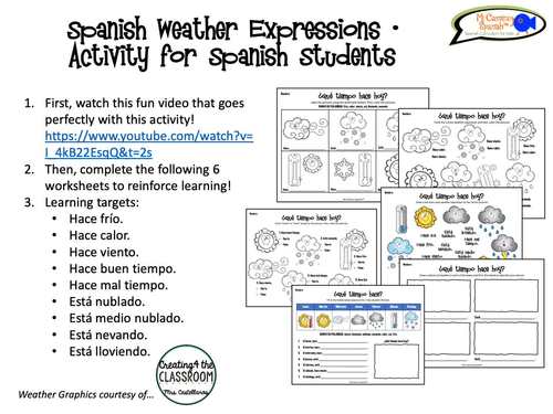 Spanish Weather Expressions! (Video, 6 Worksheets, Free Game) | TPT