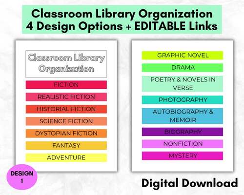 Editable Classroom Library System by Light Up Learning - Lizzie | TPT