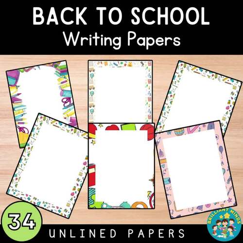Back to School Writing Papers without lines - Back to School Writing ...