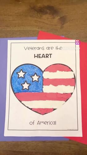 Veterans Day Craft Tear Art Activities Thank You Card Pre-K ...