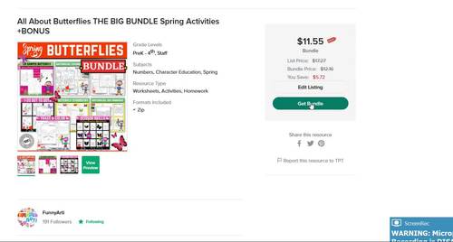 All About Butterflies THE BIG BUNDLE Spring Activities +BONUS by FunnyArti