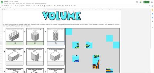 Volume Digital Mystery Puzzle Pixel Art | 5.MD.4 & 5 | Sandcastle