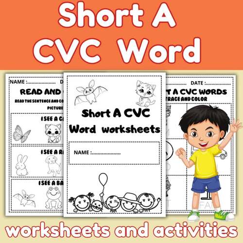 Short A CVC Word worksheets and activities - NO PREP Literacy Worksheets
