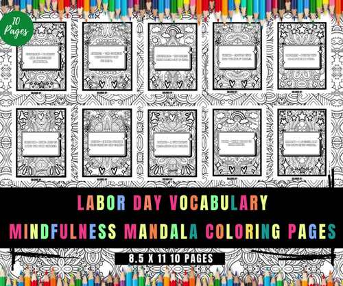 Labor Day 1st Grade Vocabulary, Bulletin Board, Printable Coloring Sheets