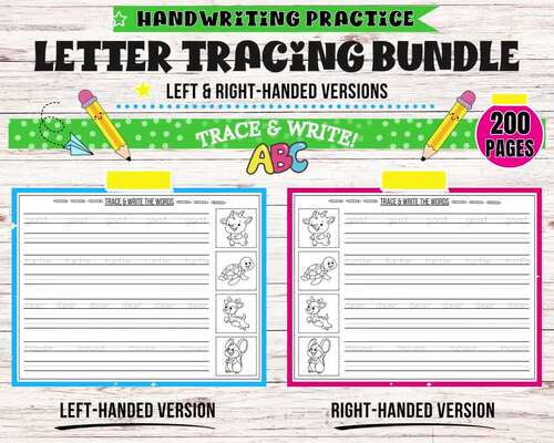 Letter Tracing and Handwriting Practice Bundle: Left & Right-Handed ...